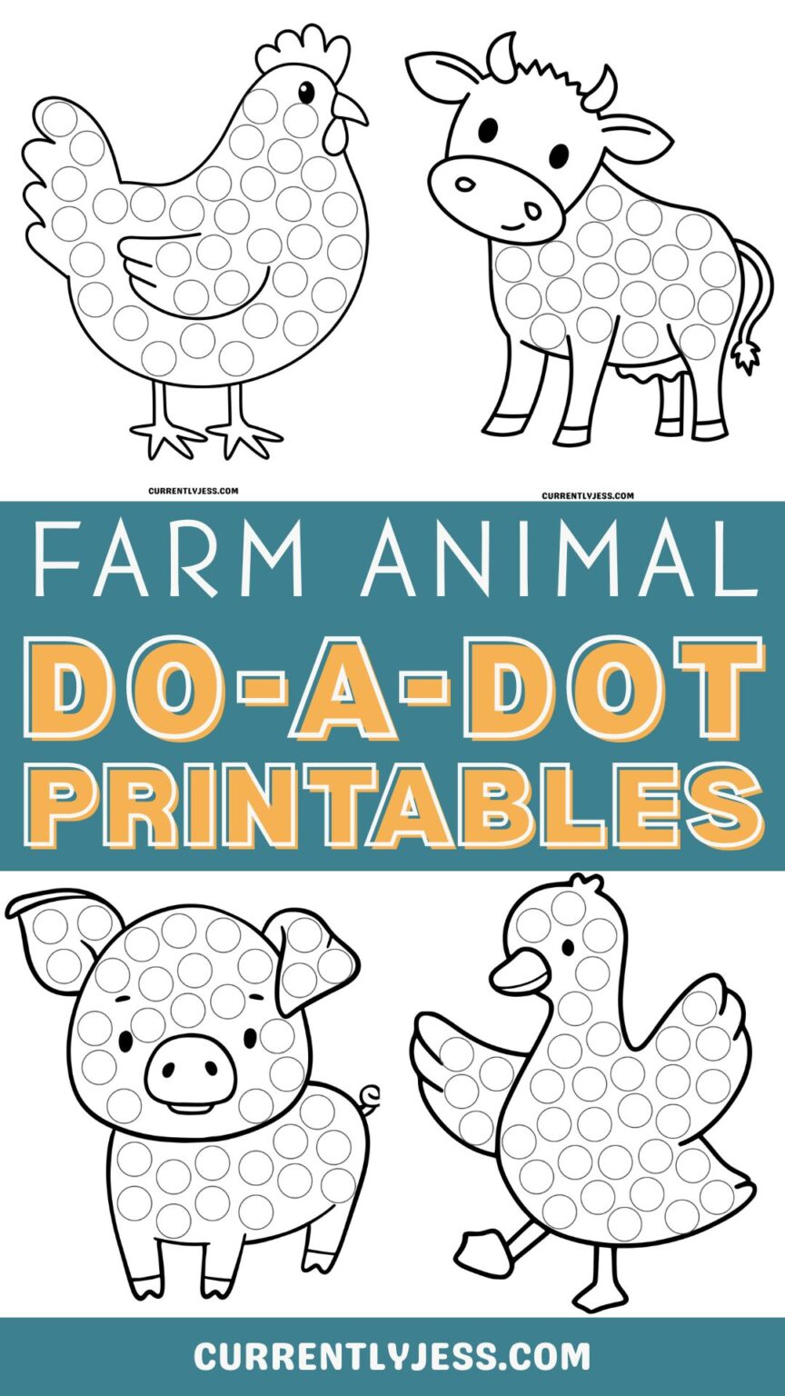 Free Farm Animal Dot Marker Printables for Toddlers and Preschoolers