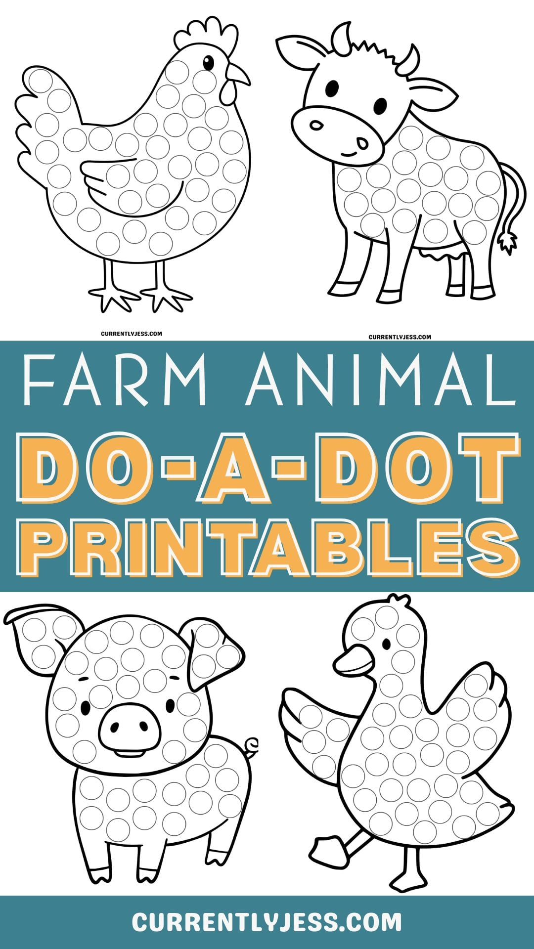 Free Farm Animal Dot Marker Printables for Toddlers and Preschoolers